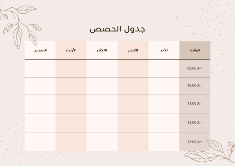 جدول الحصص الأسبوعي للمعلمين الجدول المدرسي الذكي